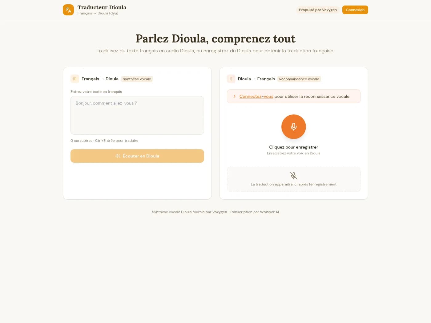 Dioula Voice Translator