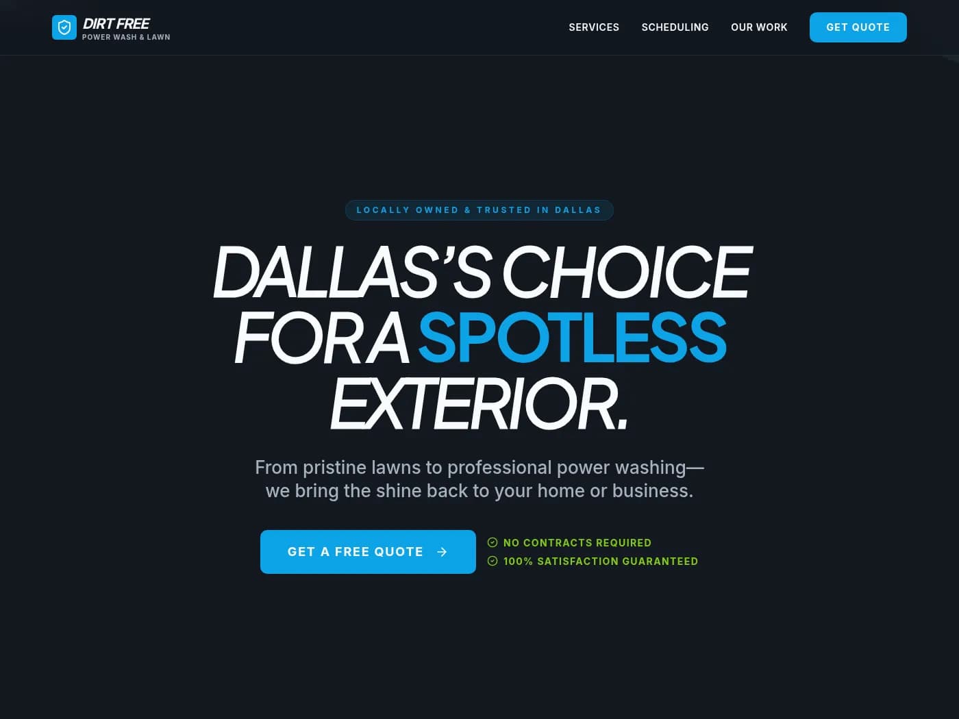 Dirt Free Landing Page