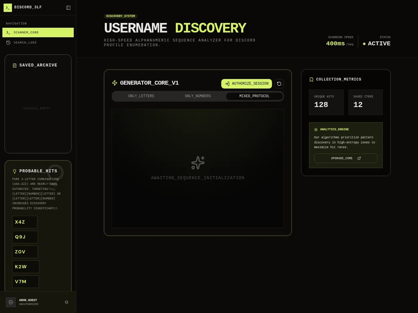 Discord 3-Letter Finder