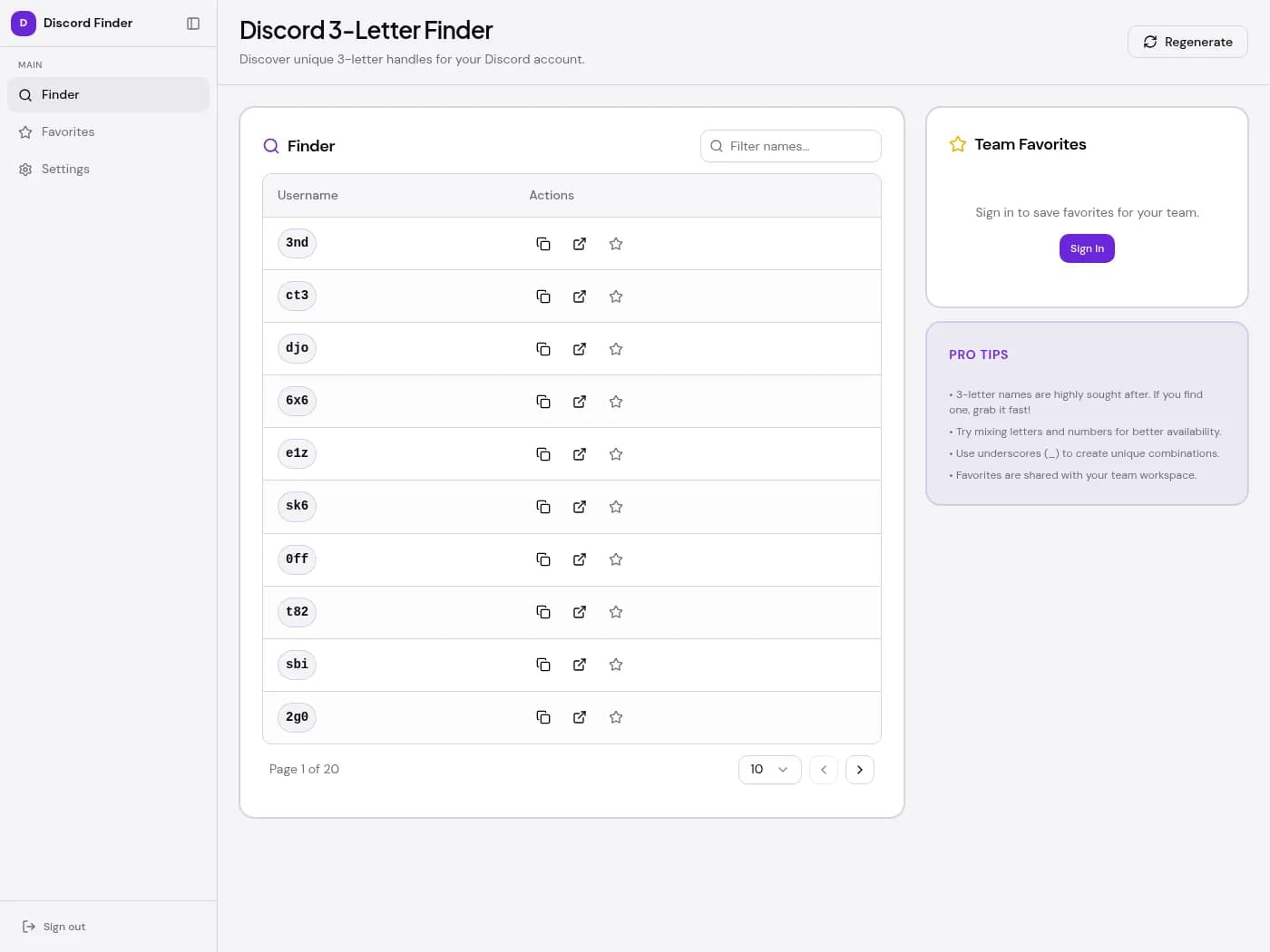 Discord 3-Letter Finder