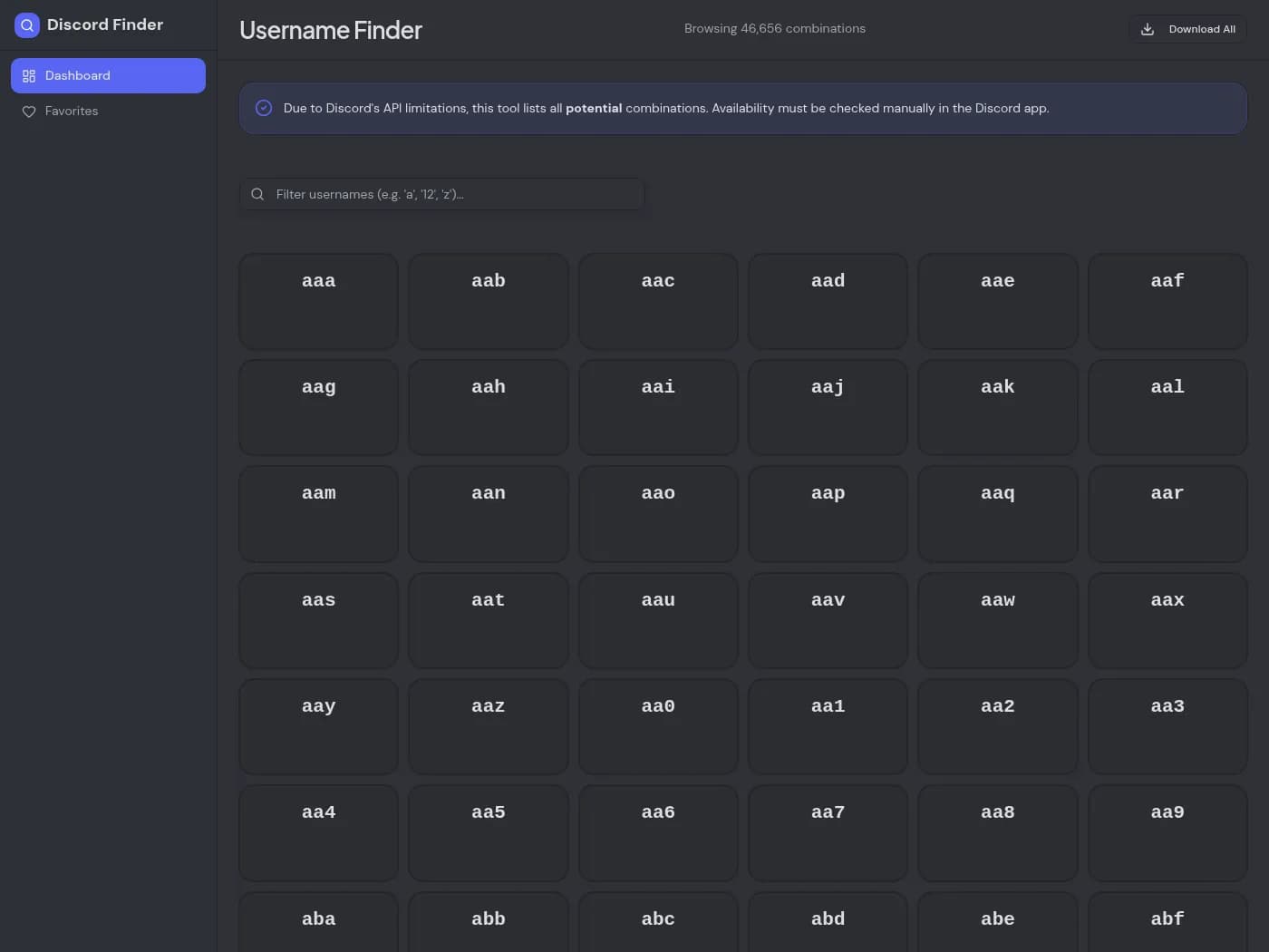 Discord 3-Letter Finder