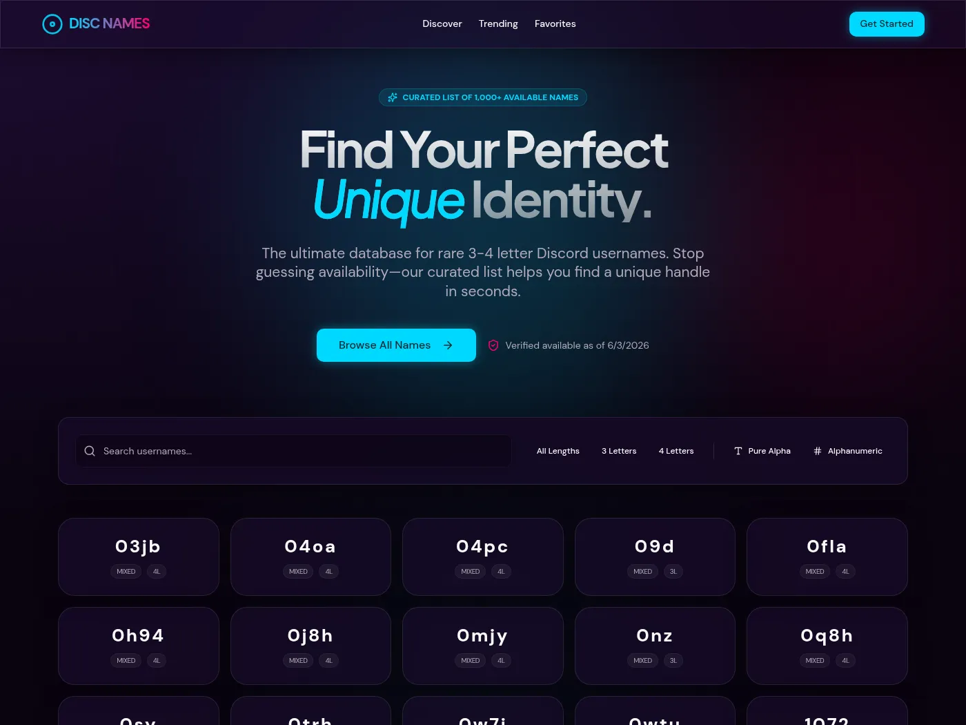Discord Name Finder