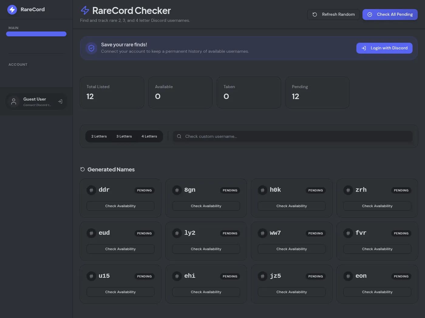 Discord Short Username Checker