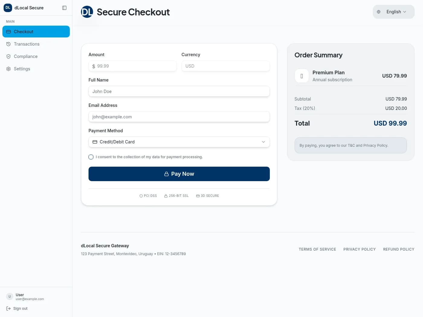 dLocal Secure Checkout