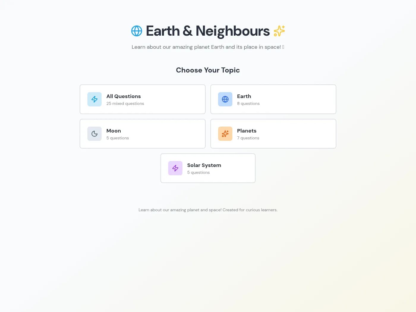Earth & Neighbours Quiz