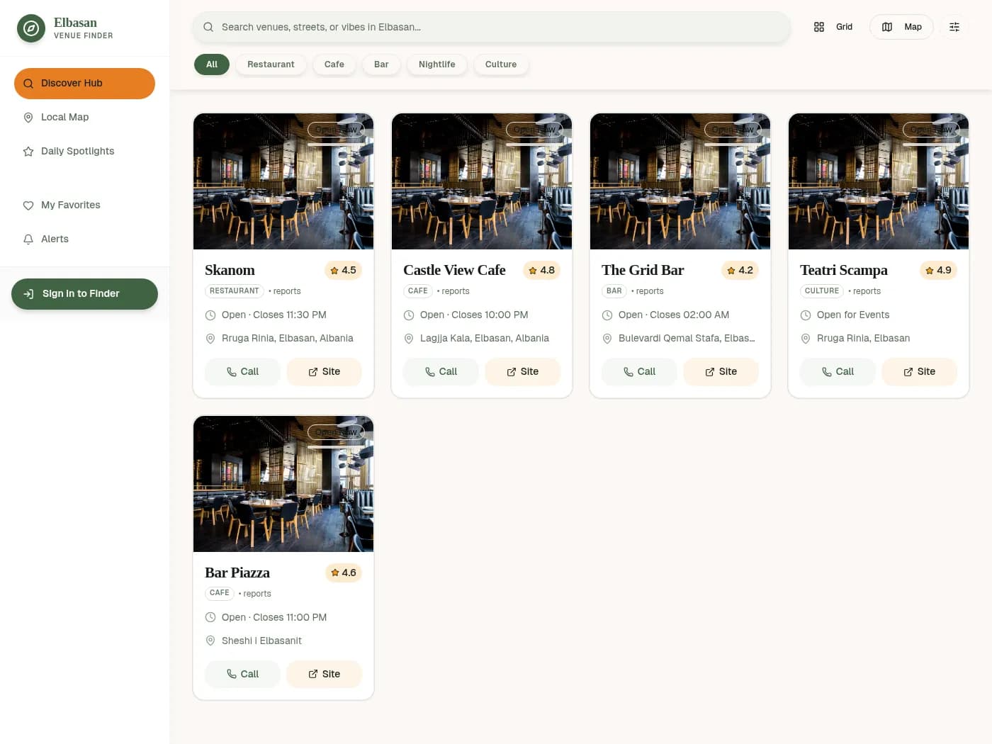 Elbasan Venue Finder