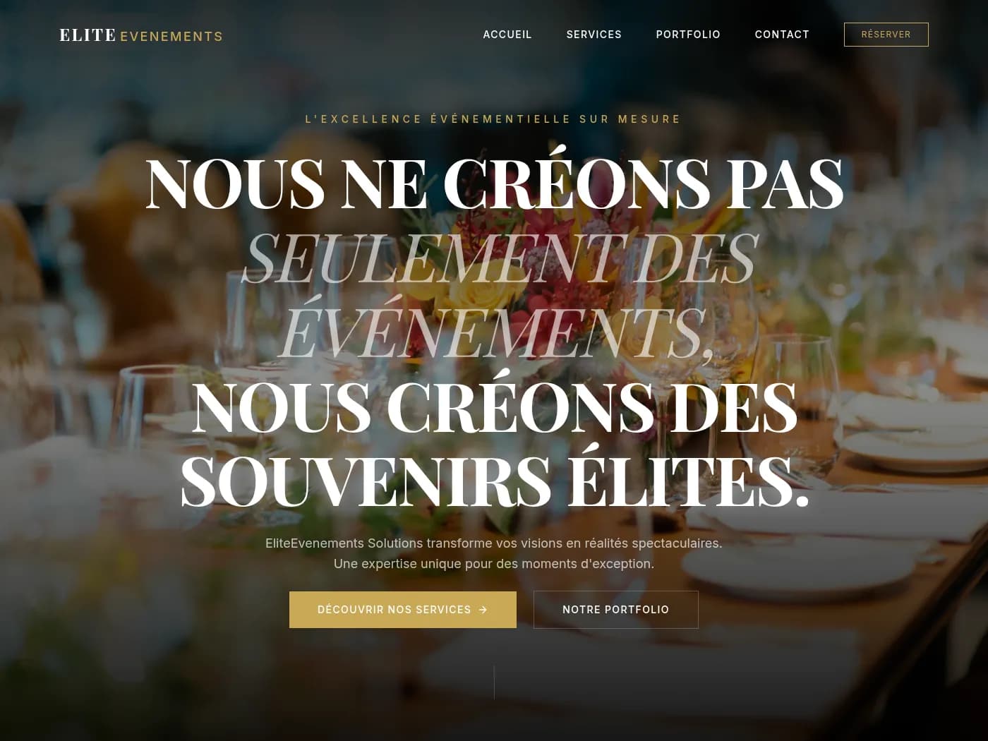 EliteEvenements Landing Page