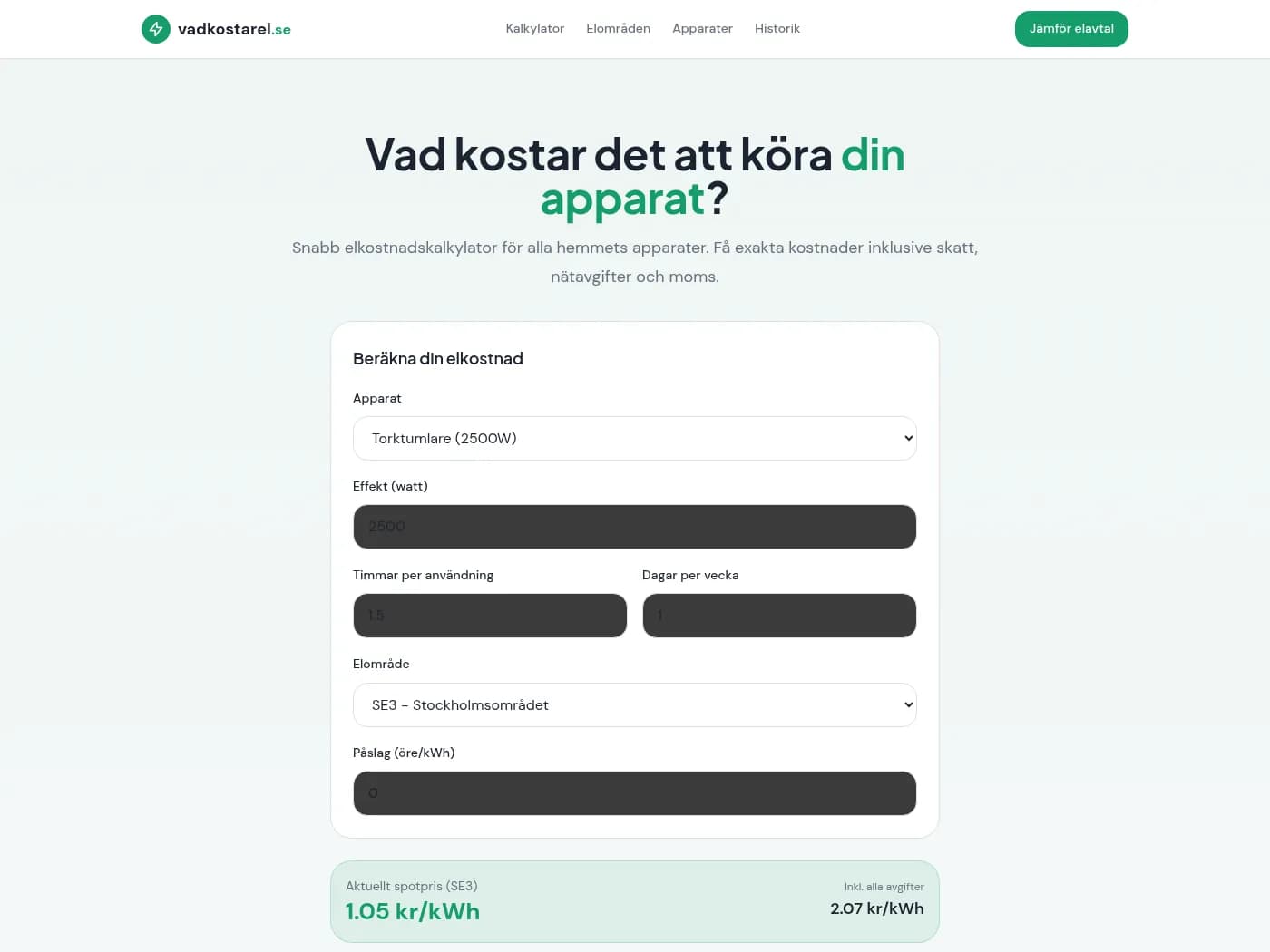 Vadkostarel Elkostnadssajt