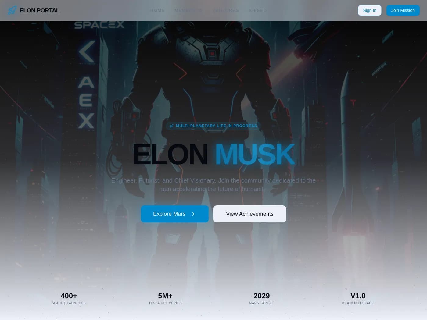 Elon Musk Fan Portal