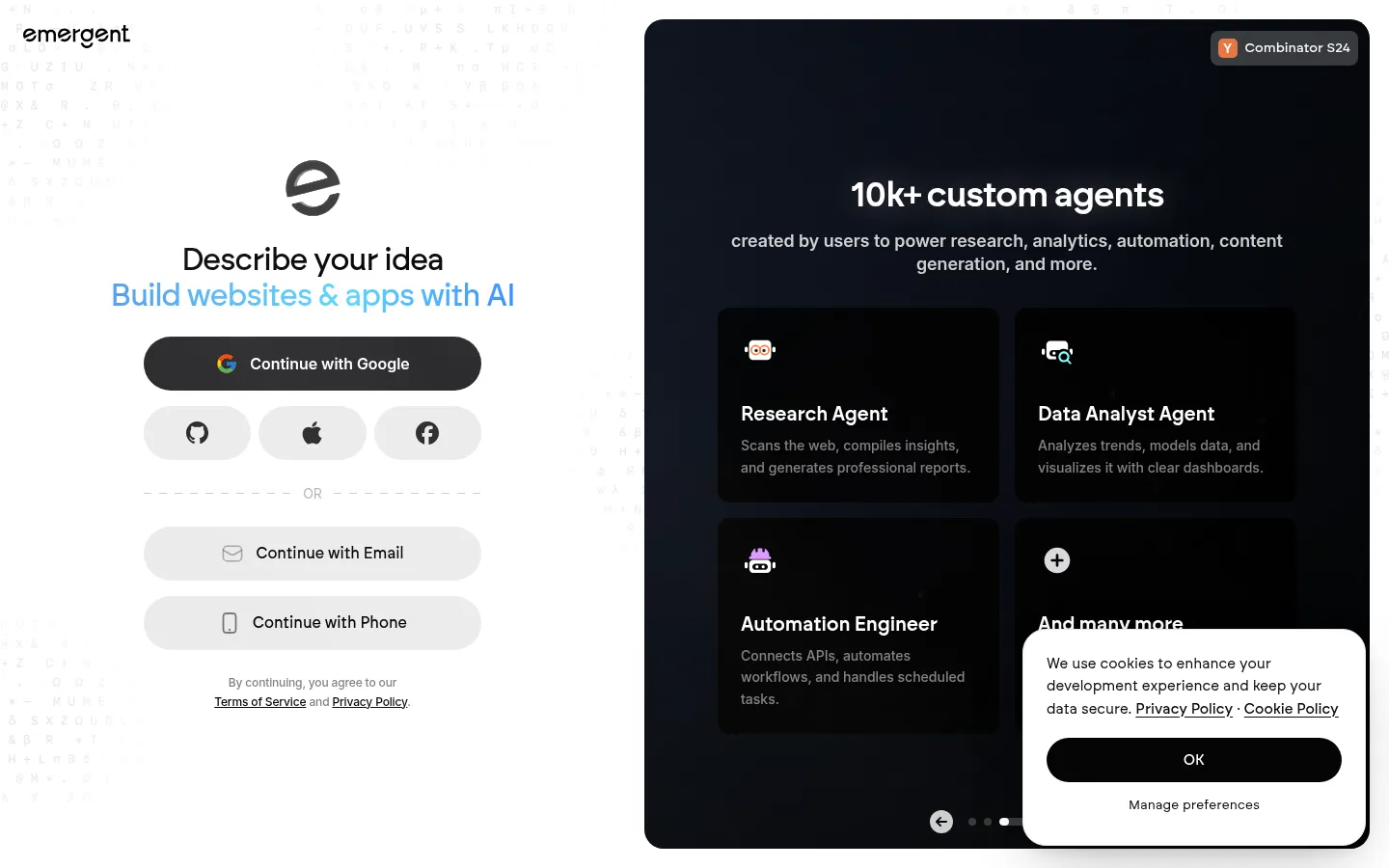 Emergent homepage
