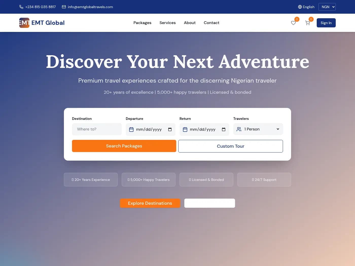 EMT Global Premium Travel Site