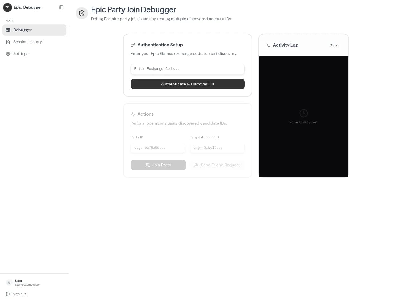 Epic Party Join Debugger
