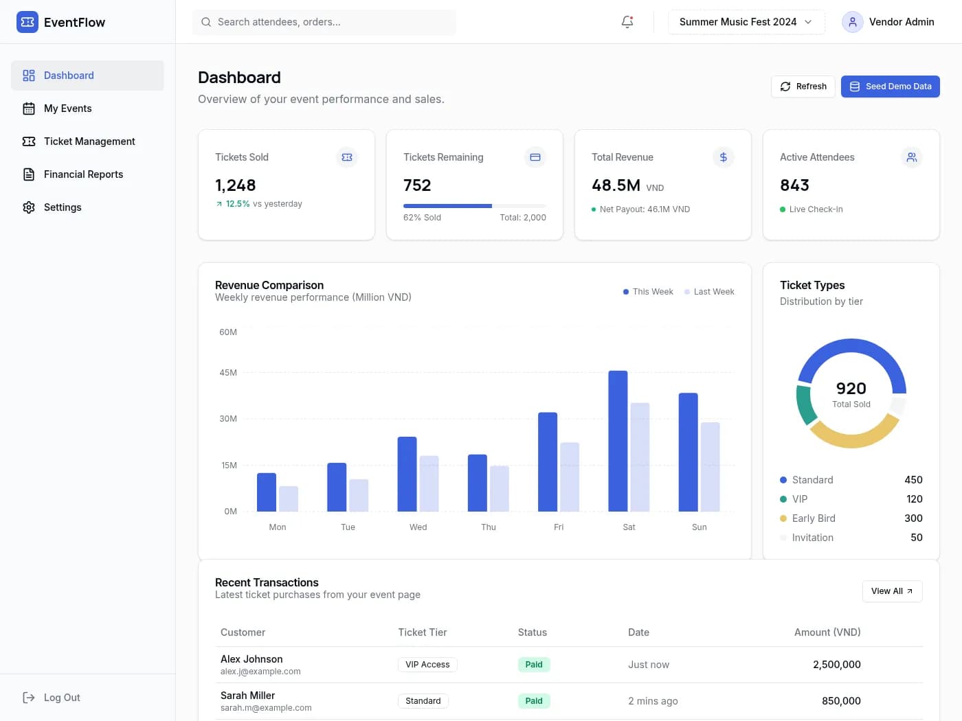 Event Vendor Dashboard