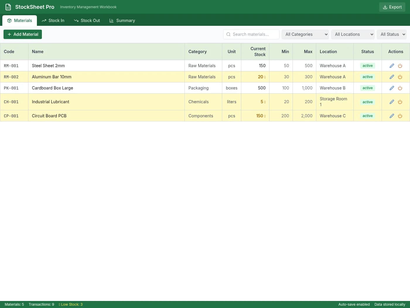 StockSheet Pro