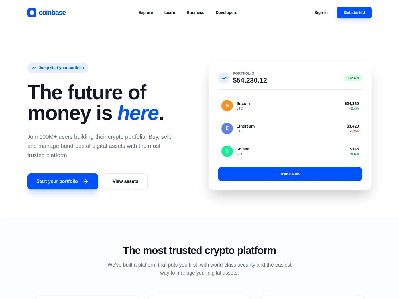 Fake Coinbase Dashboard