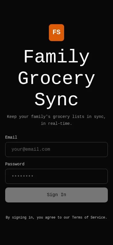 Family Grocery Sync