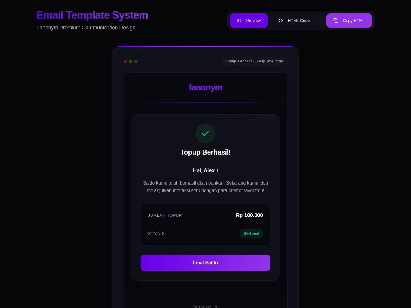 Fanonym Email Template