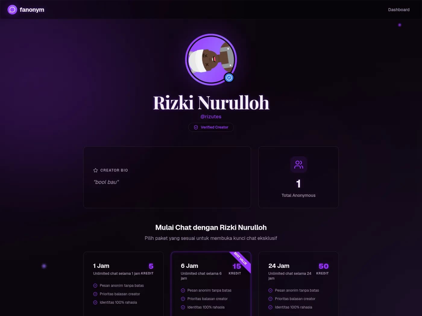 Fanonym Profile Redesign