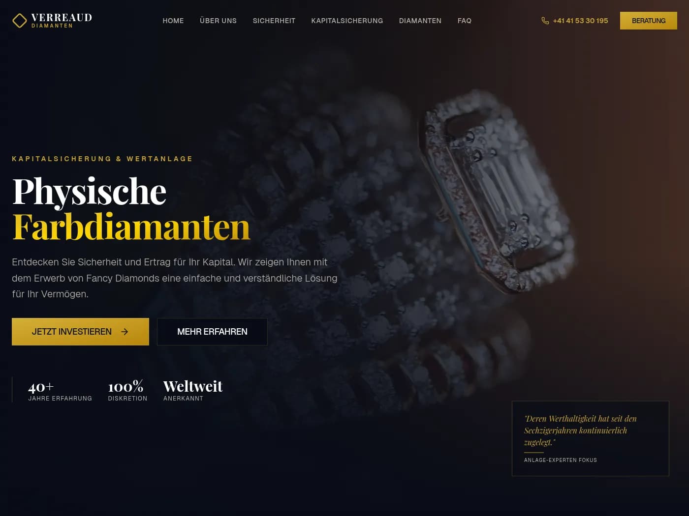 Farbdiamanten Landing Page