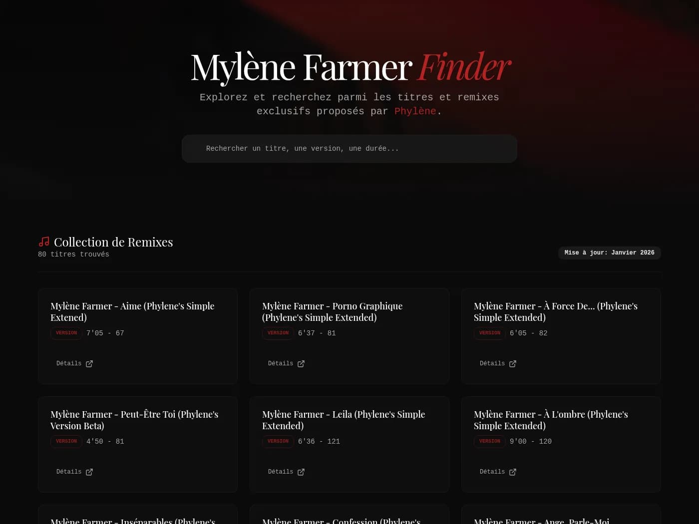 Mylène Farmer Song Finder