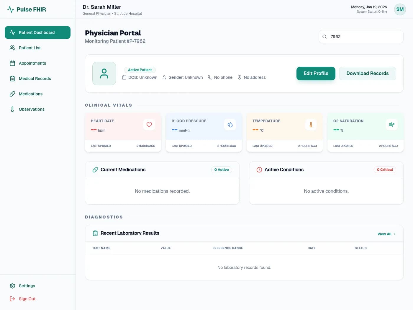 FHIR Patient Dashboard
