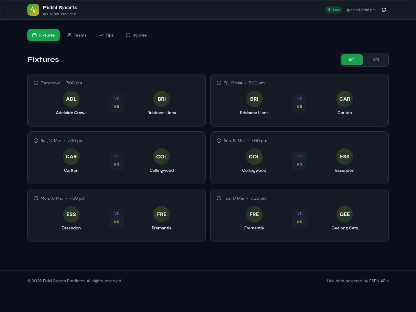 Fidel Sports Predictor