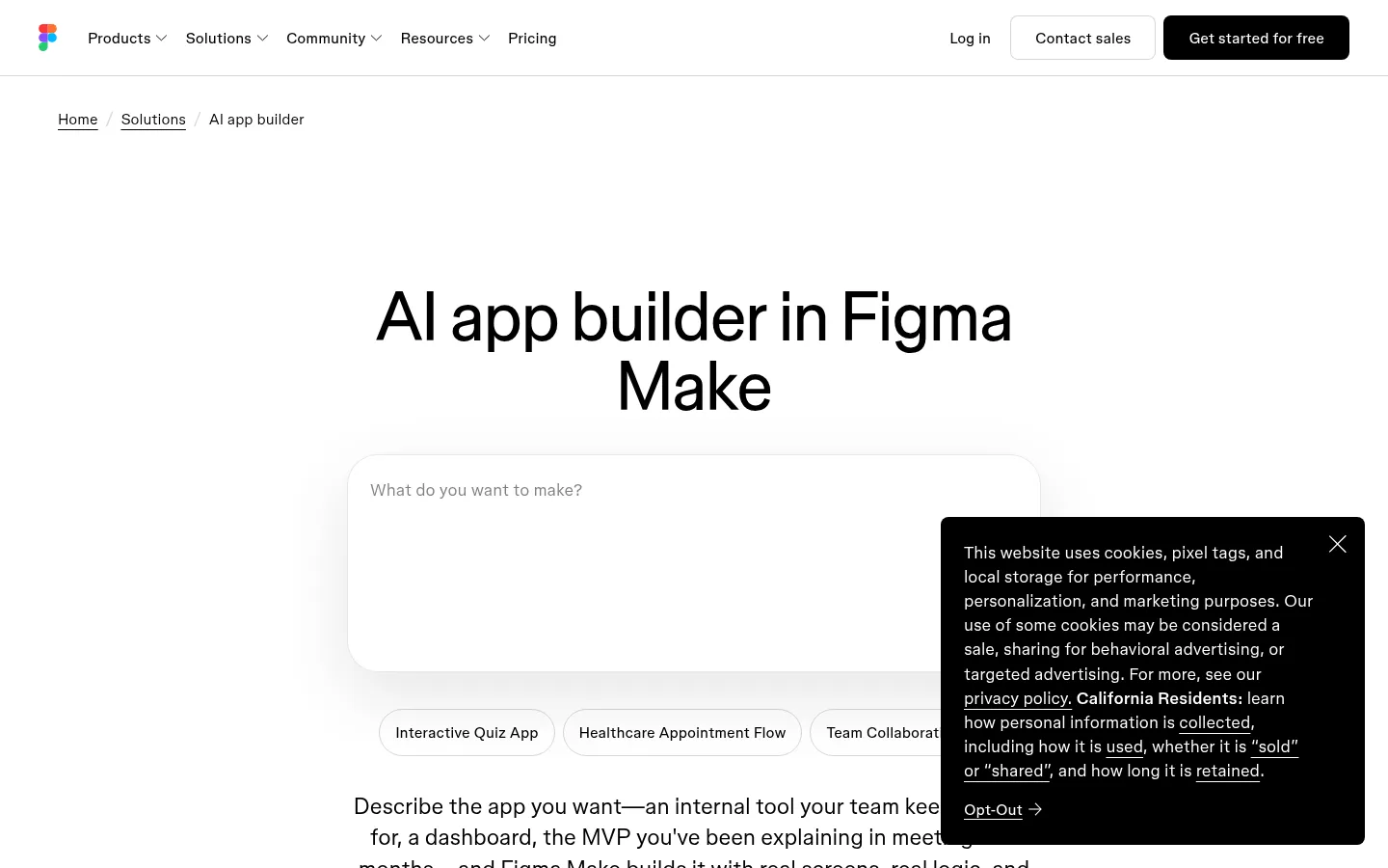 Figma Make homepage