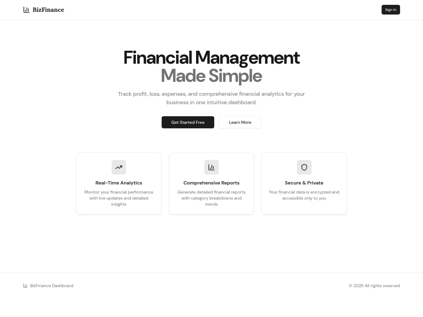 BizFinance Dashboard