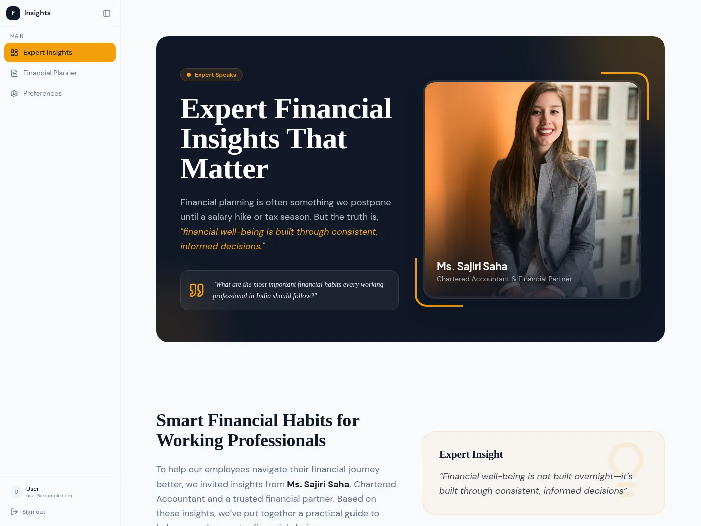 Expert Finance Insights Template
