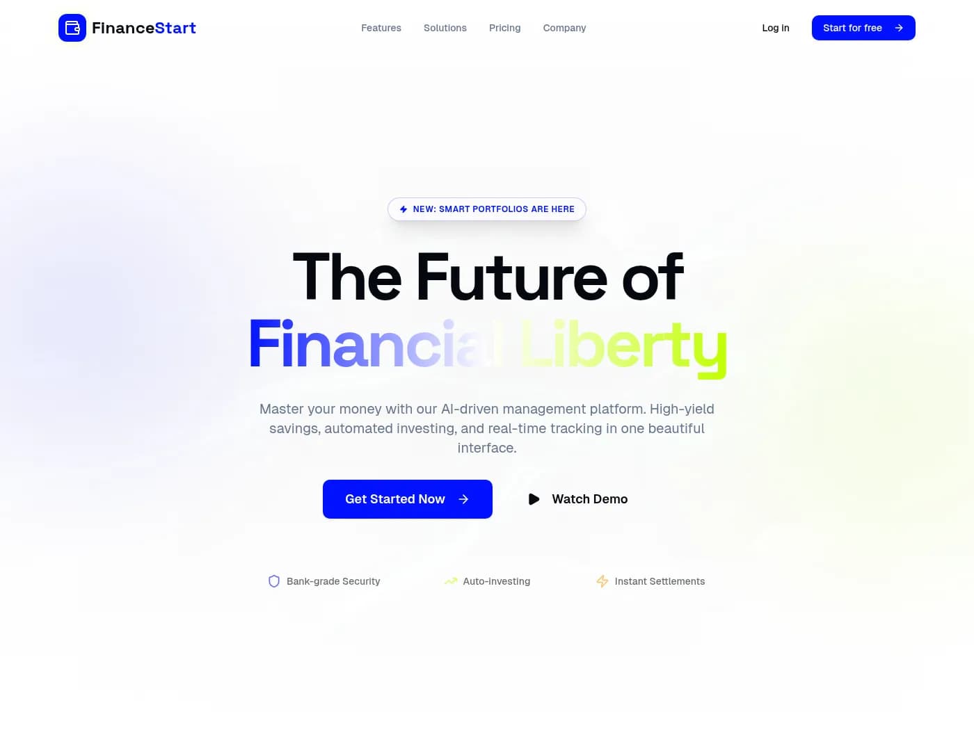 FinanceStart Landing Page