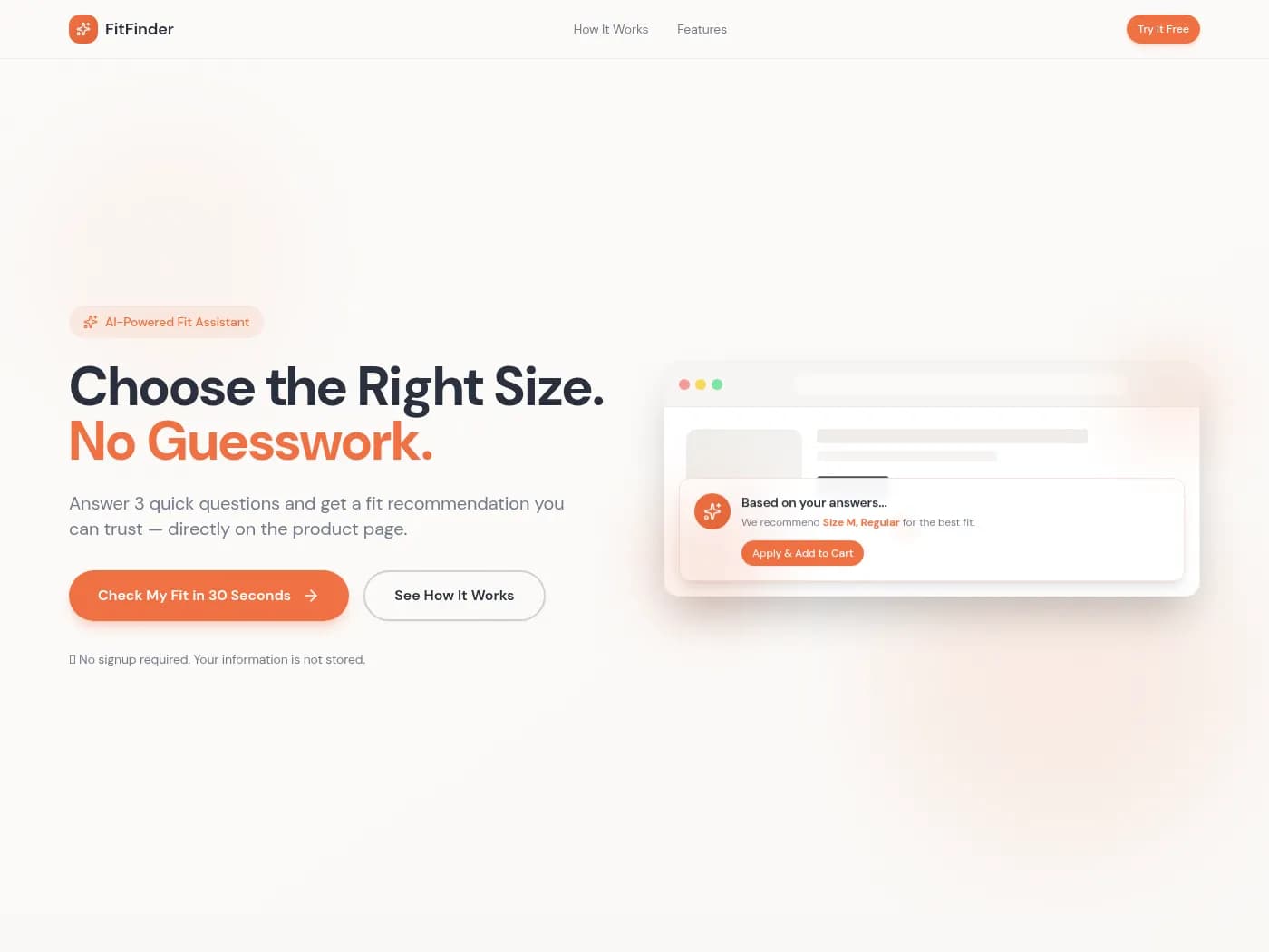 FitFinder Landing Page