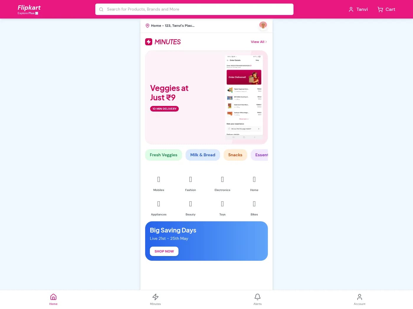 Flipkart Minutes Clone