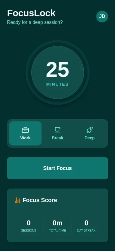 FocusLock Study Timer