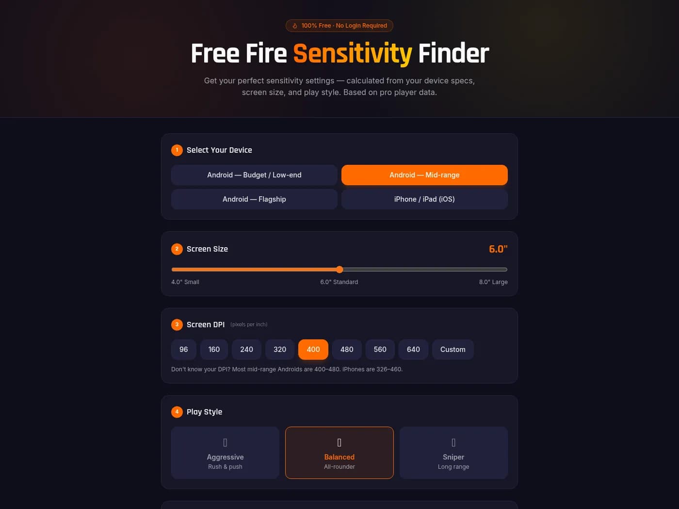 Free Fire Sensitivity Finder
