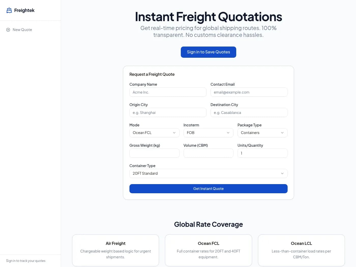 Freightek Auto-Quote MVP