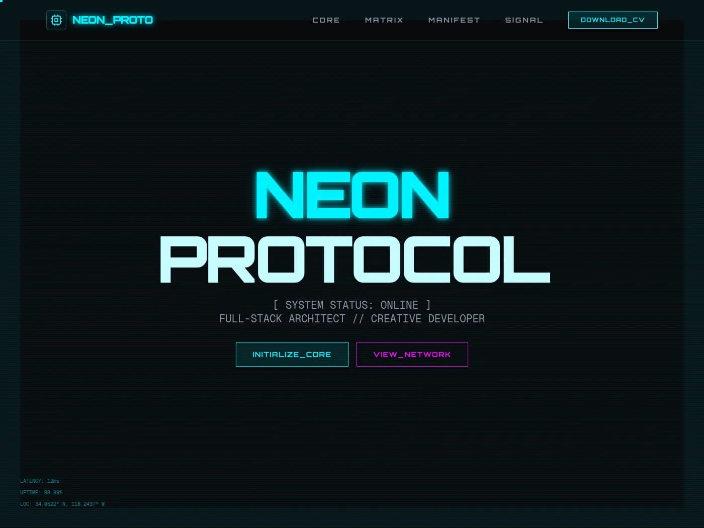 Neon Dev Portfolio