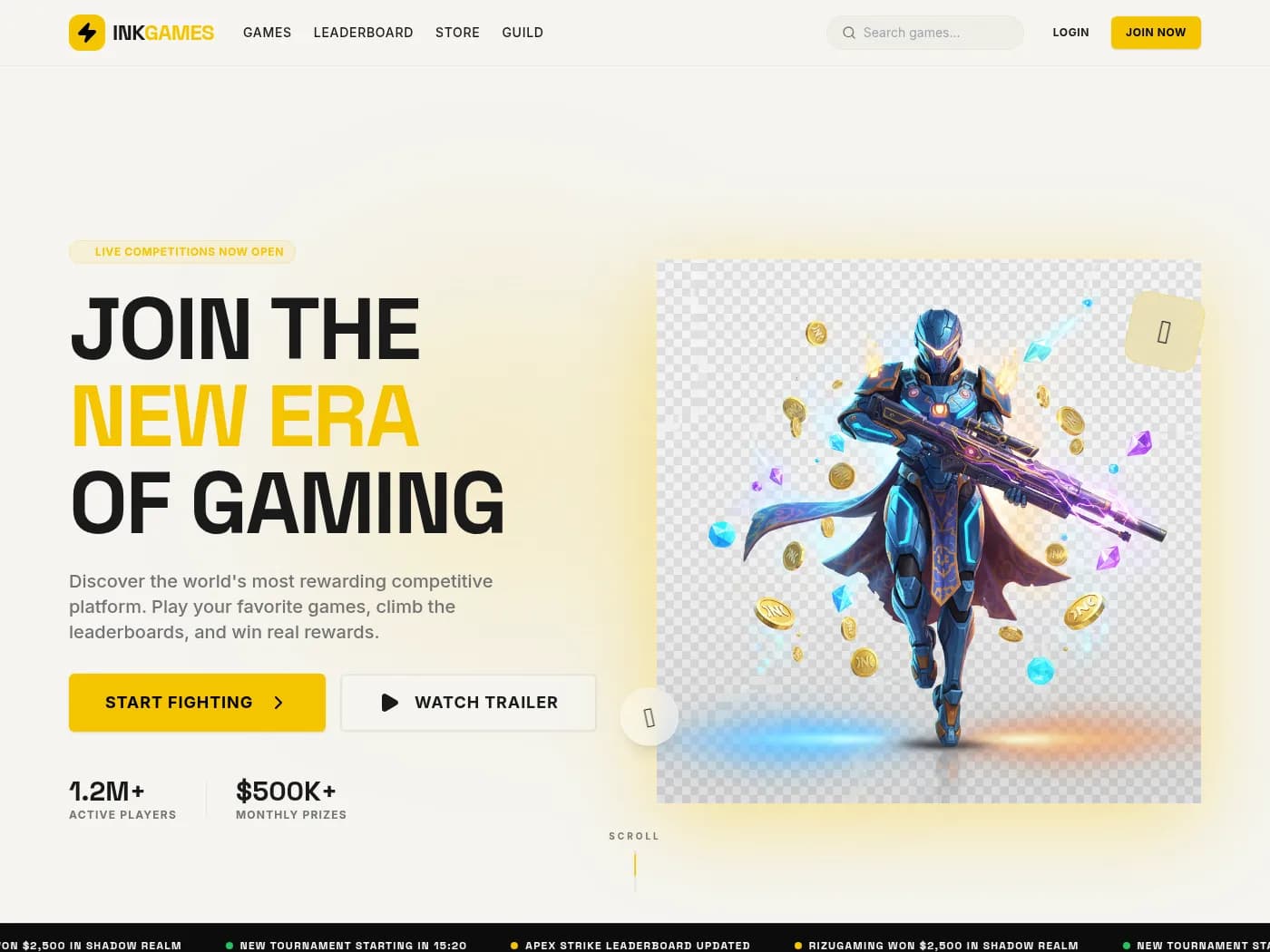 Ink Games Inspired Homepage