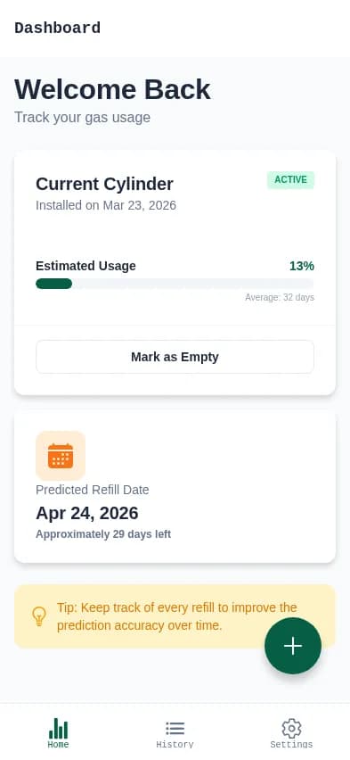 Gas Cylinder Predictor App