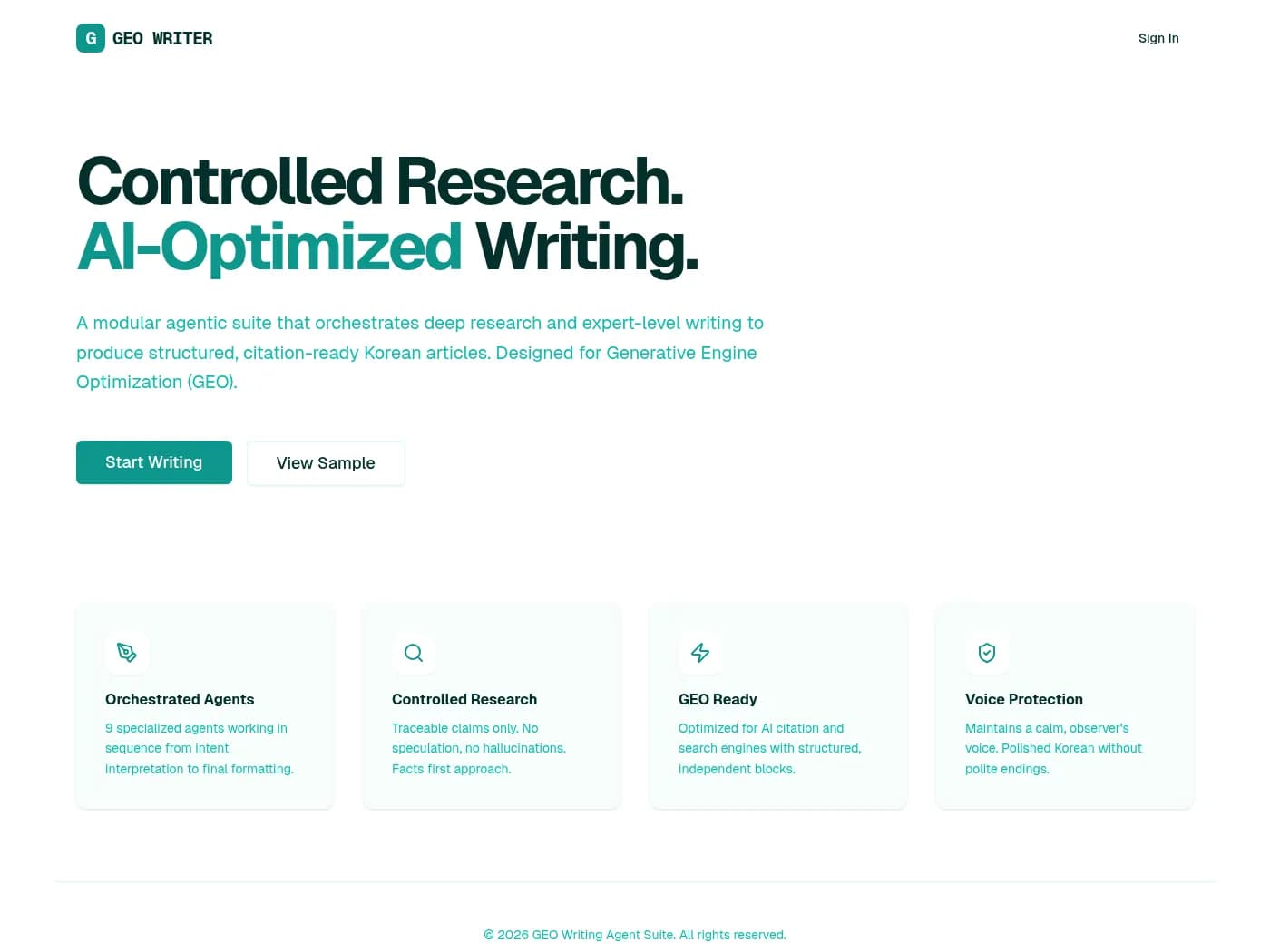 GEO Writing Agent Suite