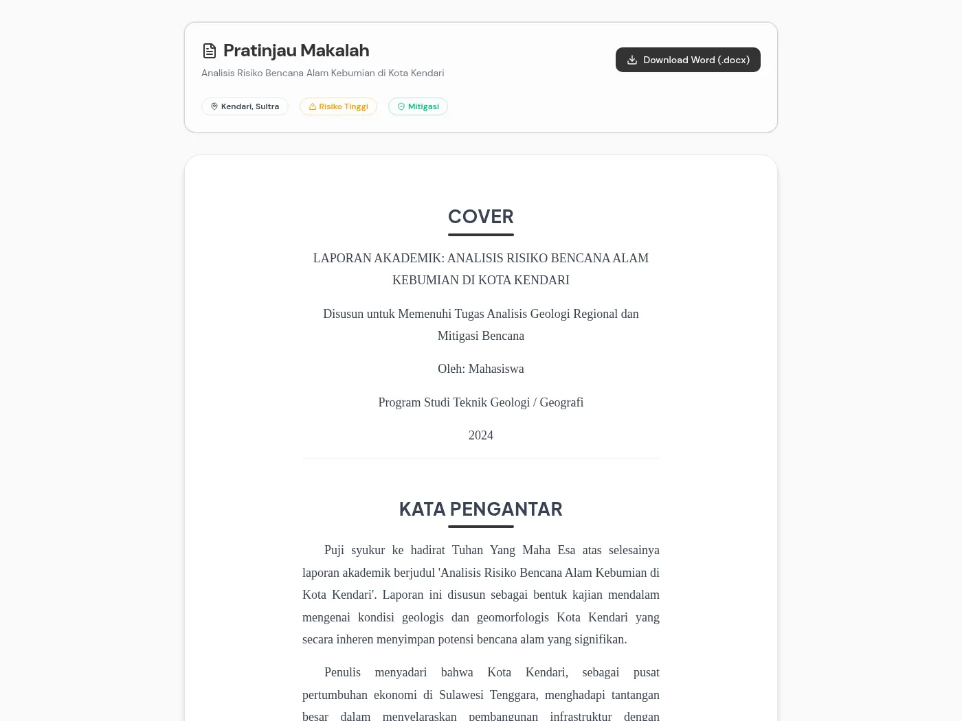 Georisk Kendari Report