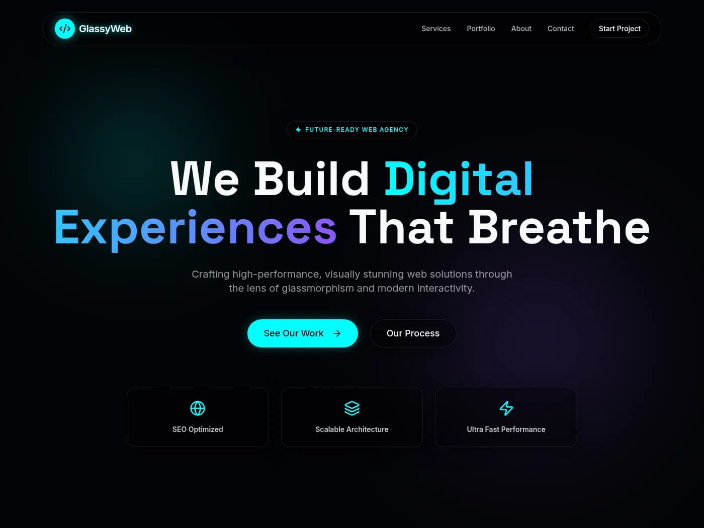 GlassyWeb Agency Landing