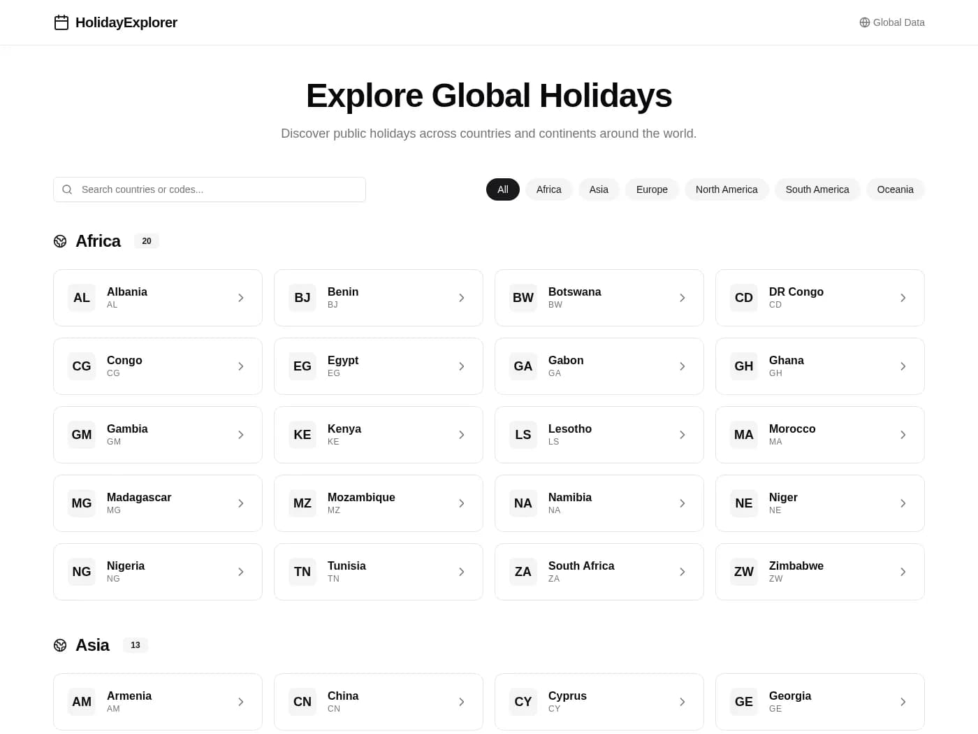 Global Holiday Explorer