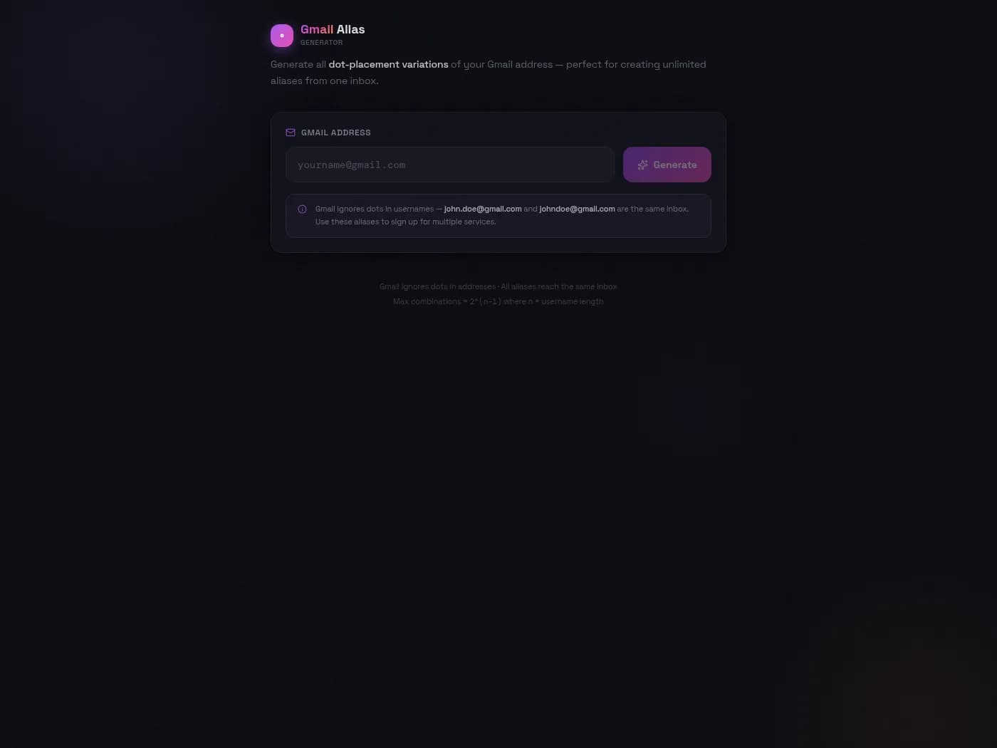 Gmail Alias Generator