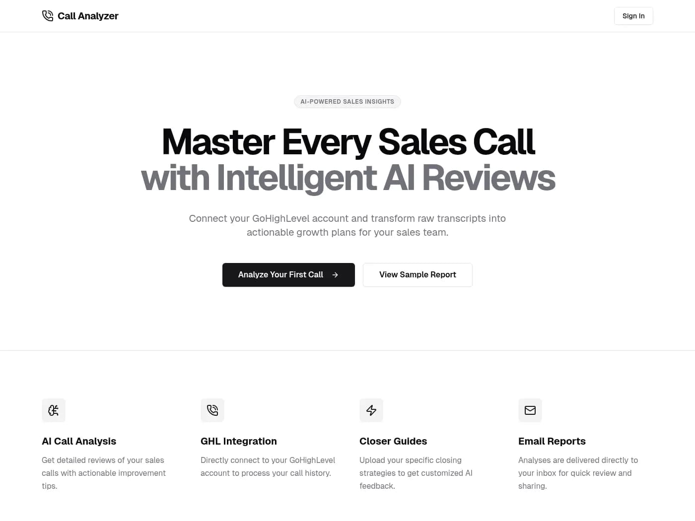 GoHighLevel Call Analyzer