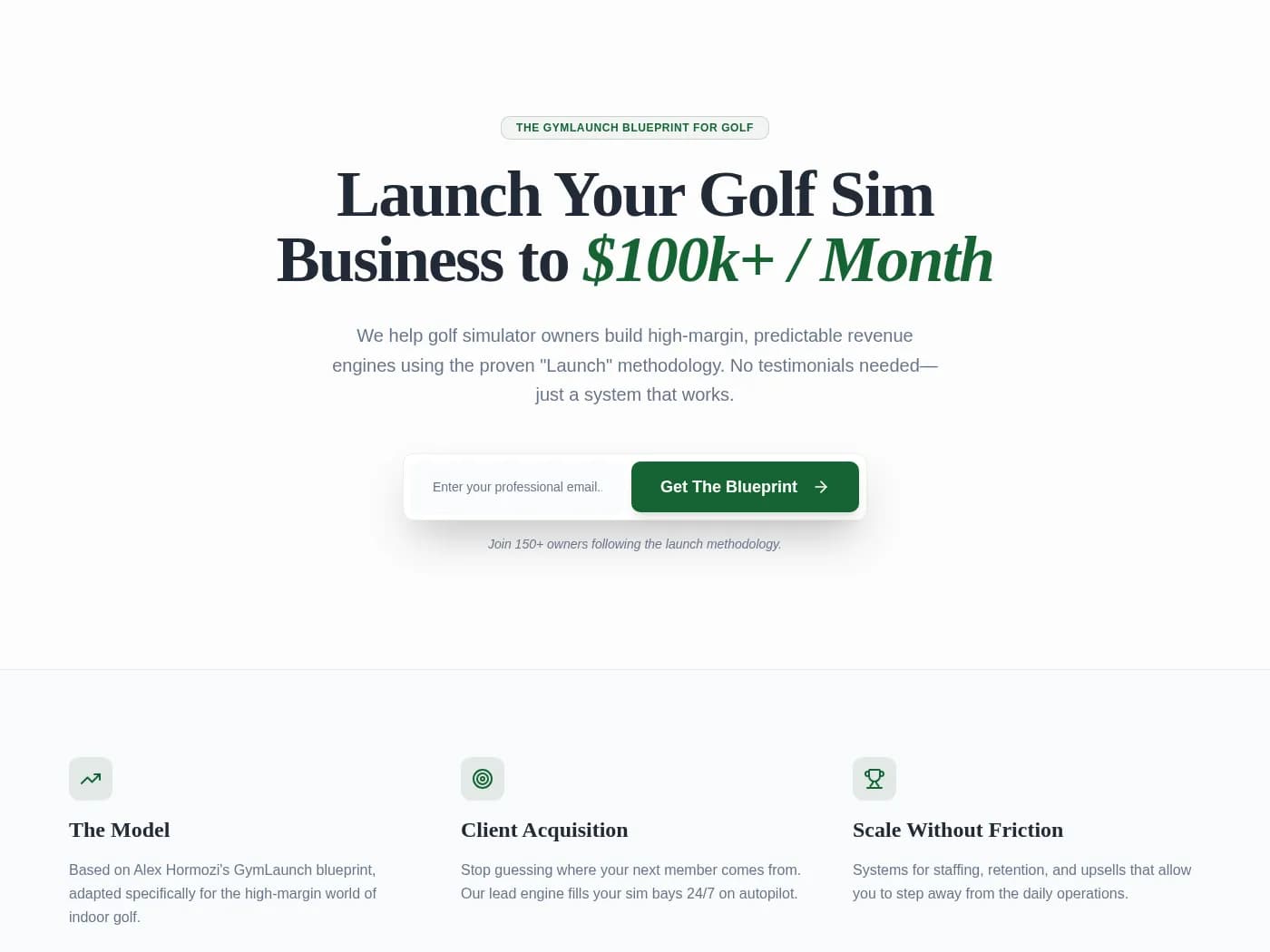 Golf Sim Launch Funnel