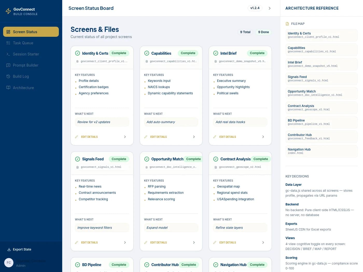 GovConnect Build Console
