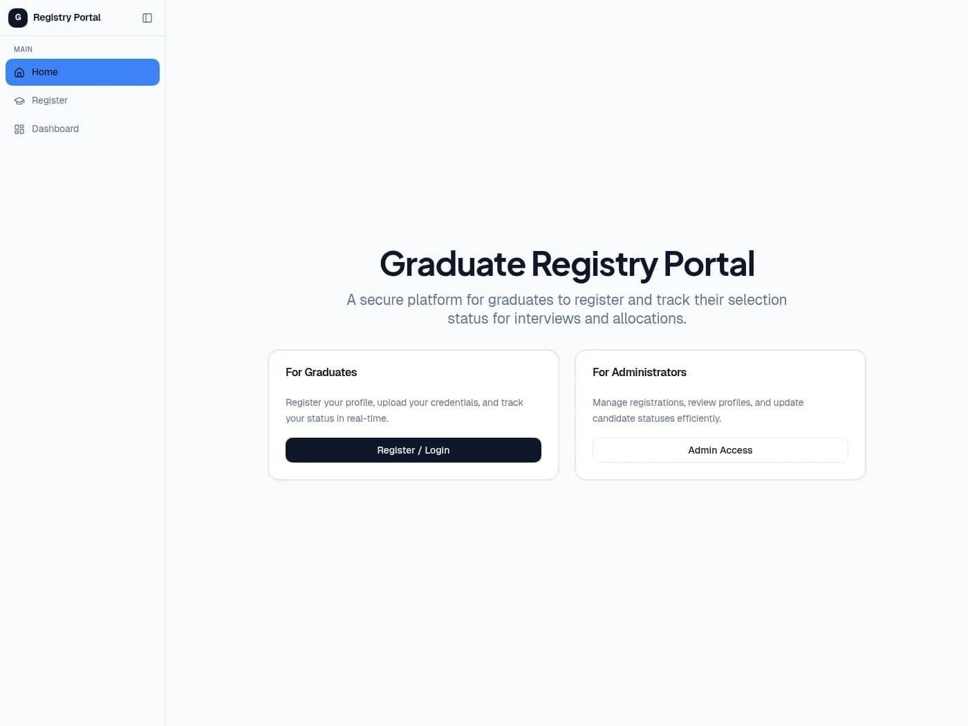 Graduate Registry Portal