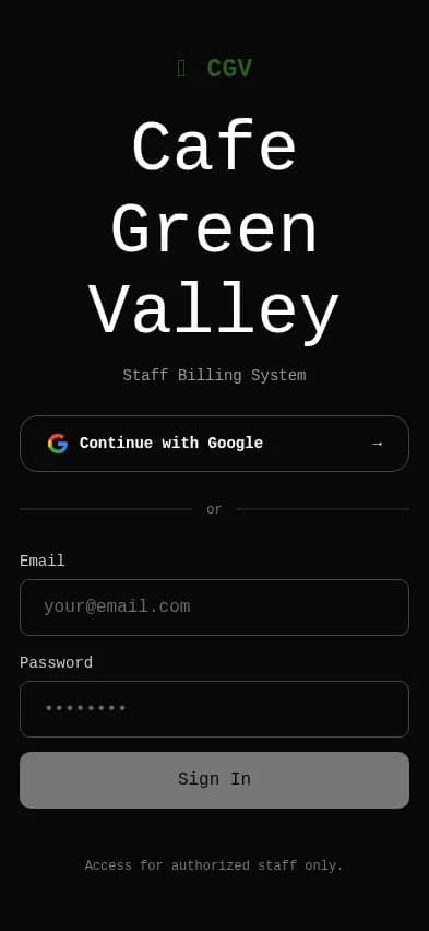 Cafe Green Billing App