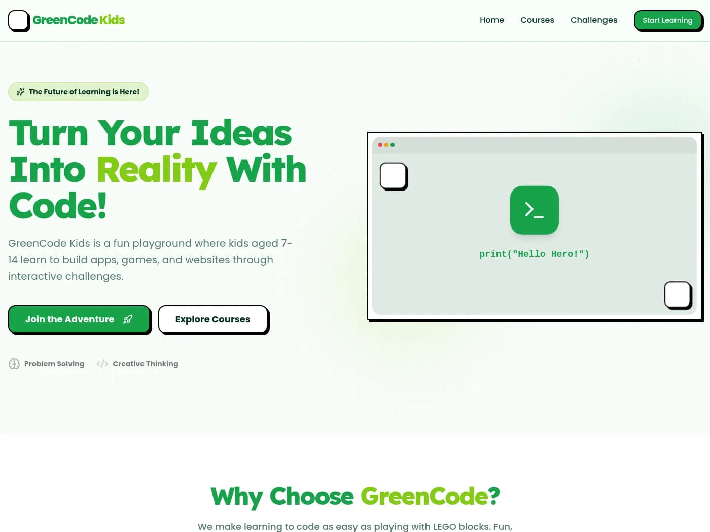 GreenCode Kids Platform