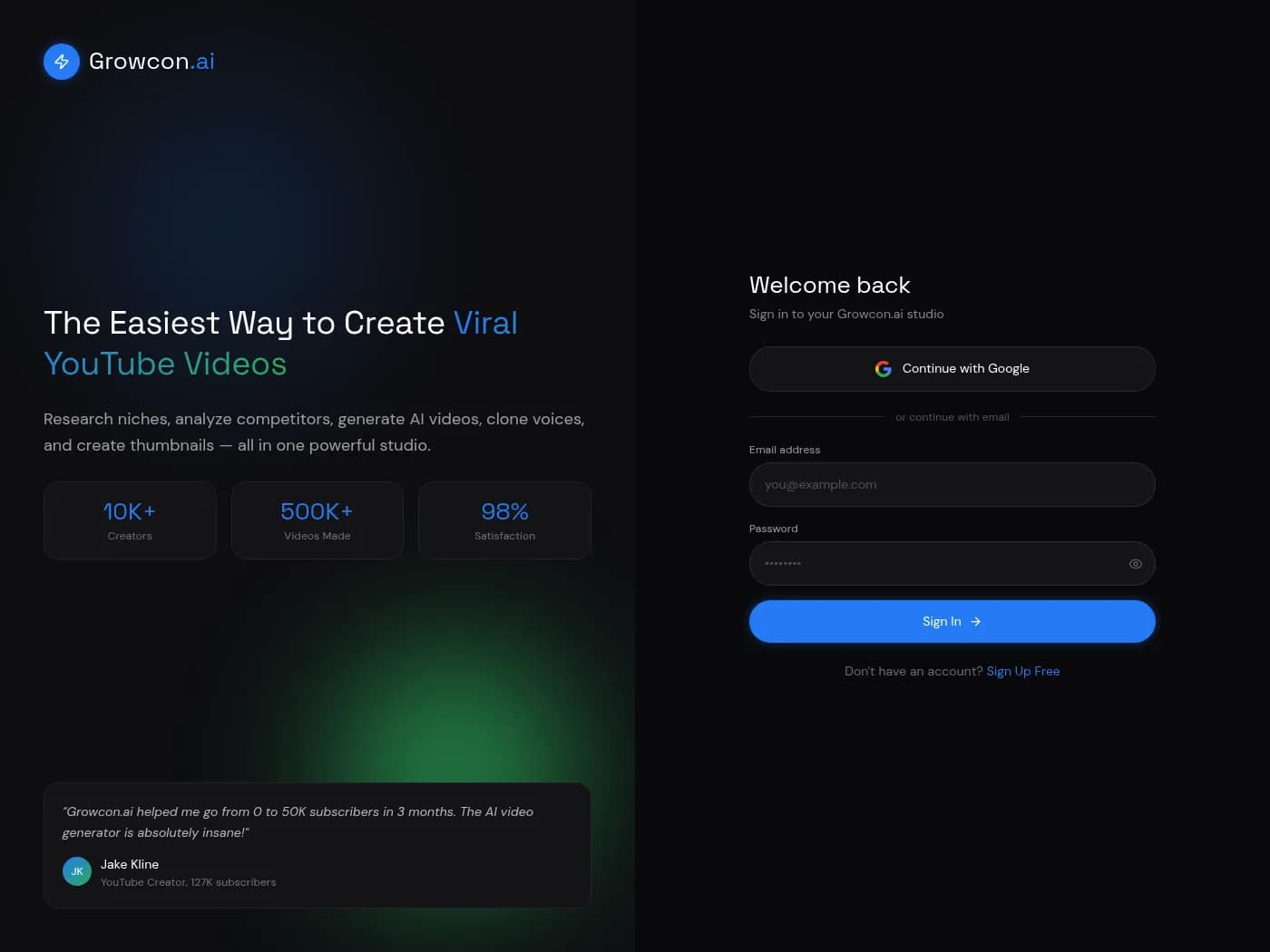 Growcon.ai Viral Video Studio